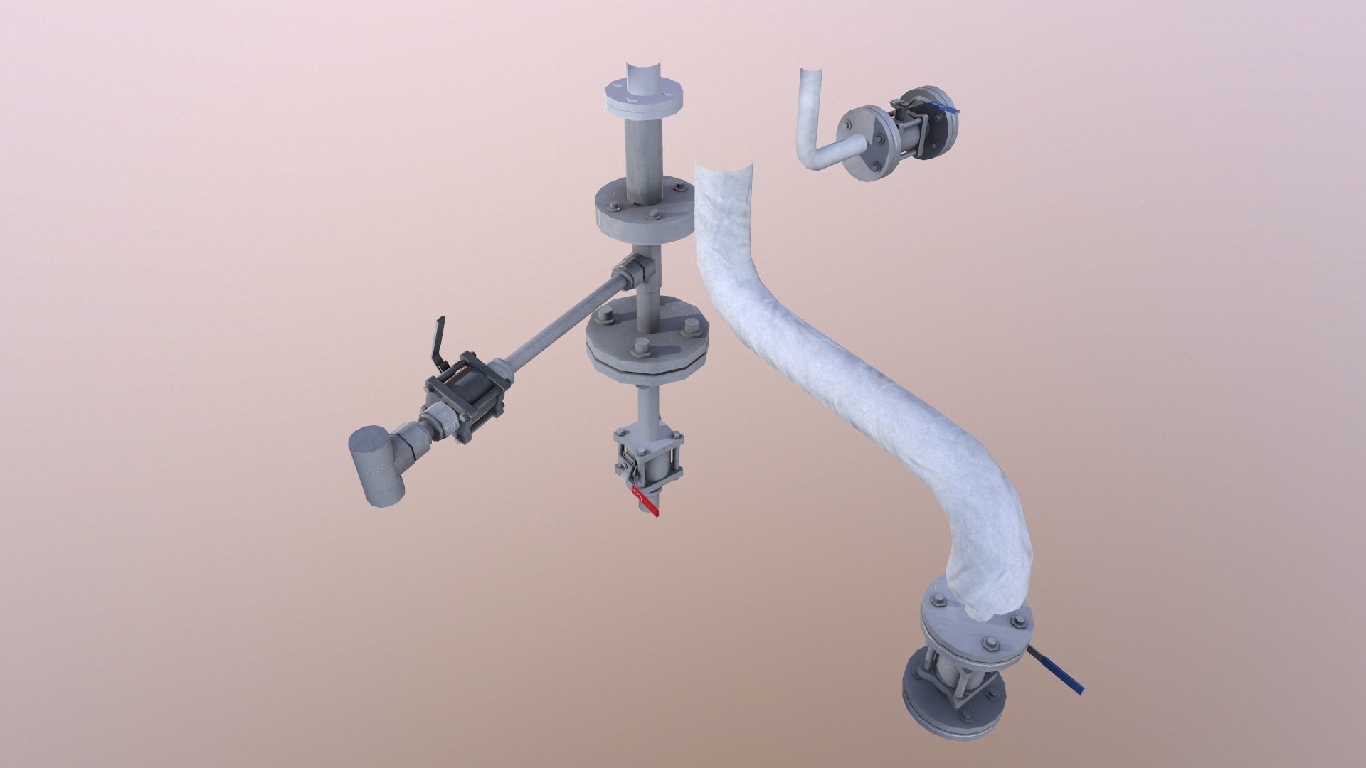 3D Model Pipe Bend And Valves - TurboSquid 2291981