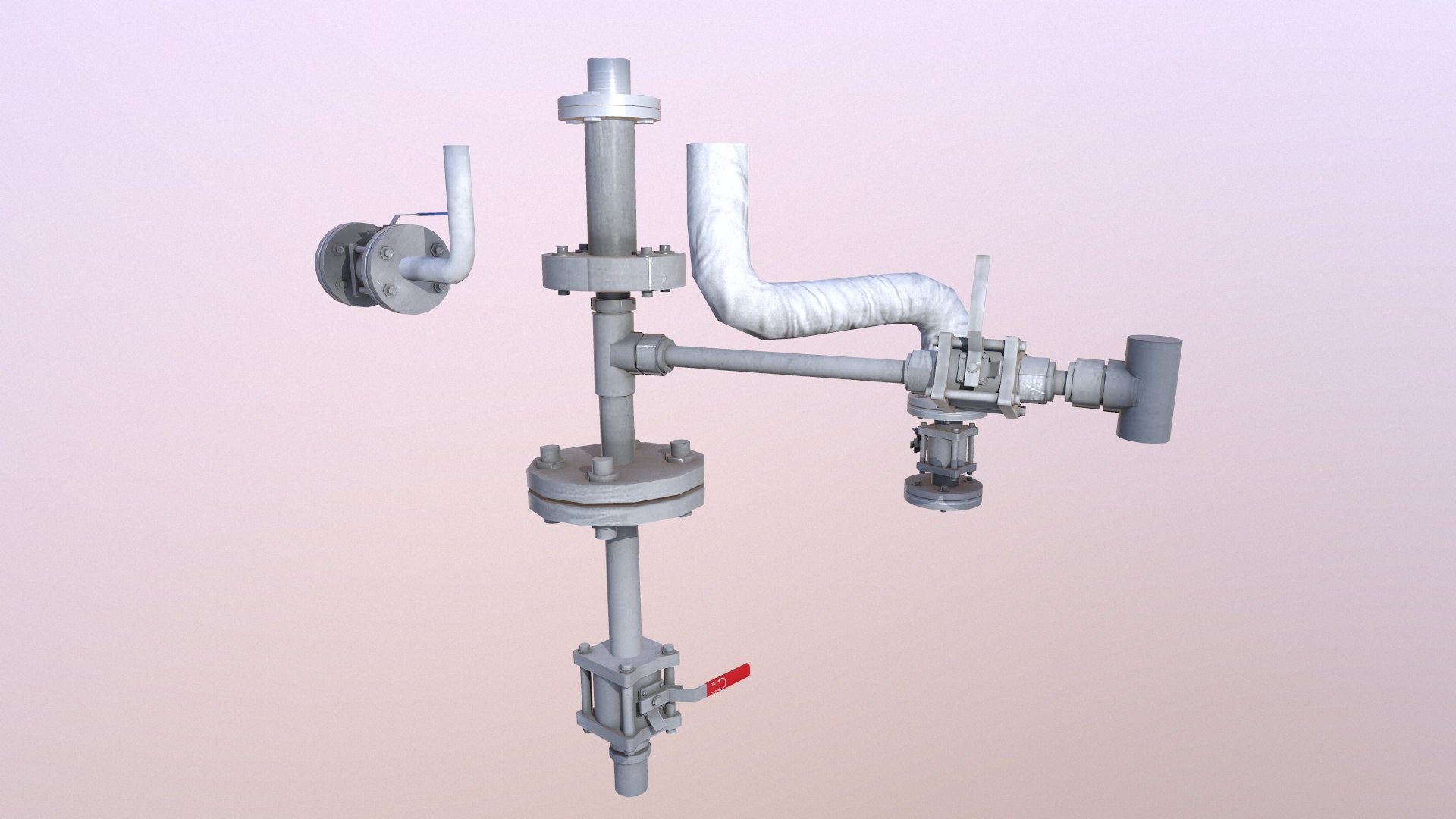 3D Model Pipe Bend And Valves - TurboSquid 2291981
