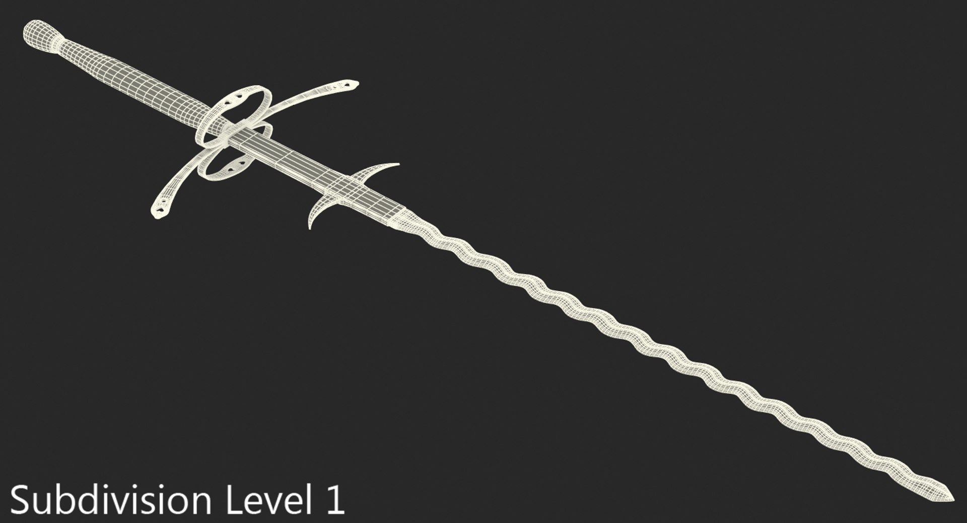 3d German Landsknecht Flamberge Sword Model