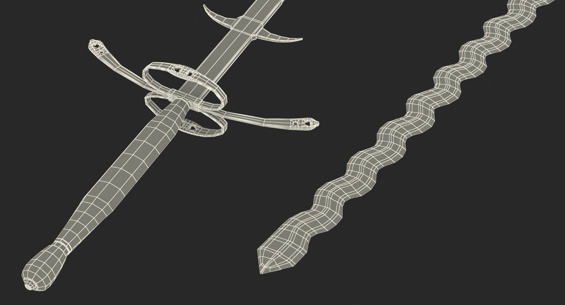 3d German Landsknecht Flamberge Sword Model