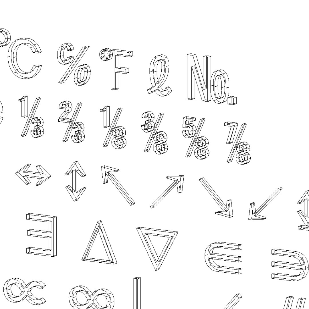 Symbols4 Ms Pgothic Font 3D Model - TurboSquid 1192733