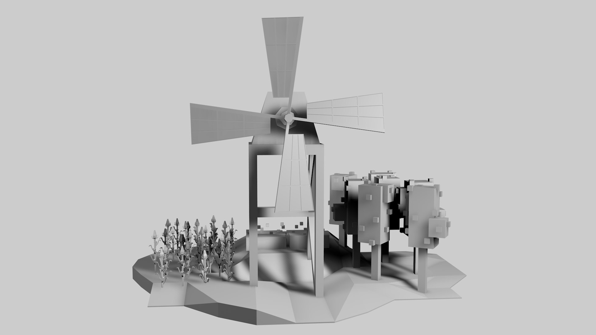 3D Model Windmill Rustic Farm Lowpoly - TurboSquid 2164001