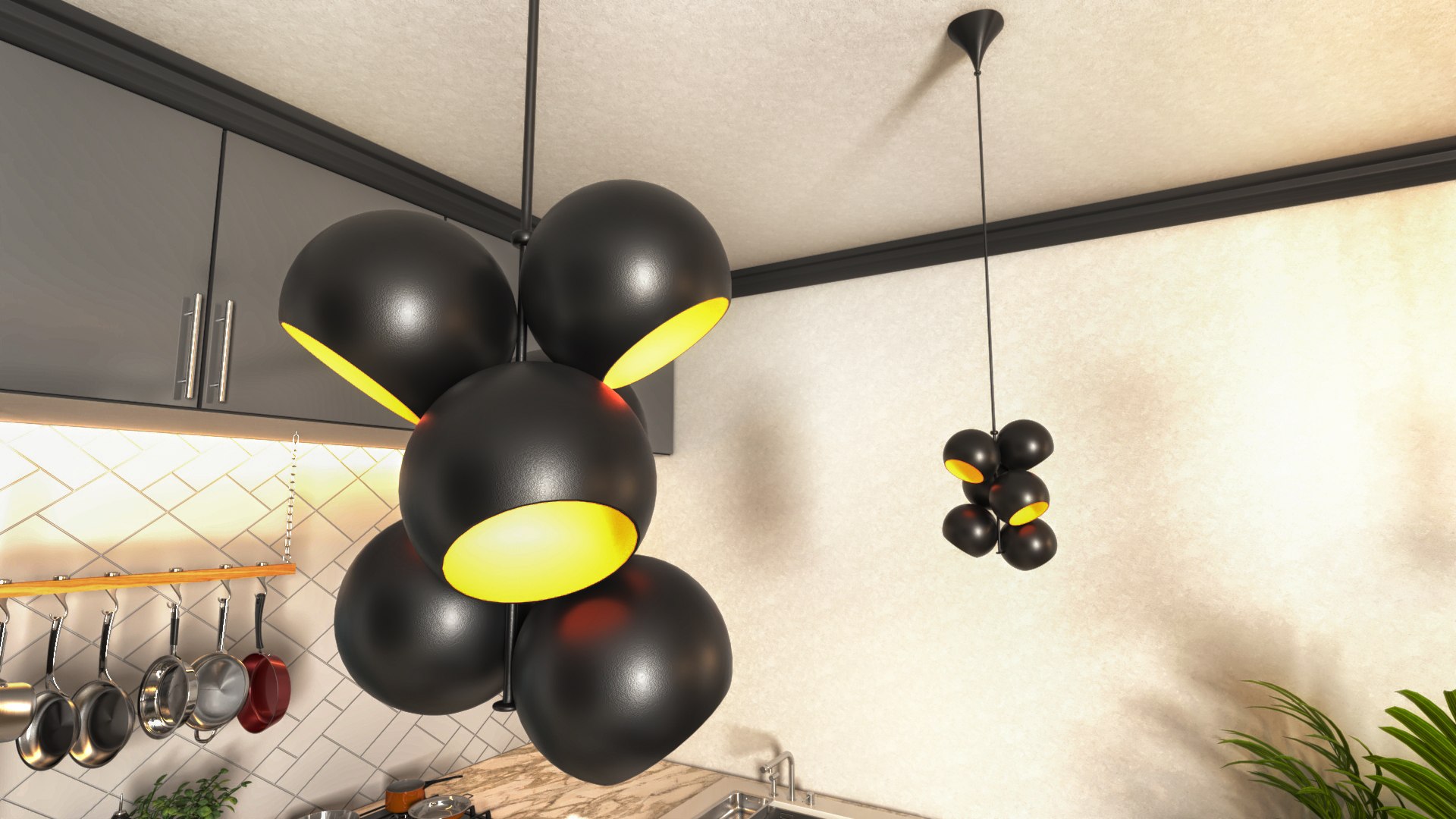 Modern Light Cluster Hanging Lamp Model - TurboSquid 2241260