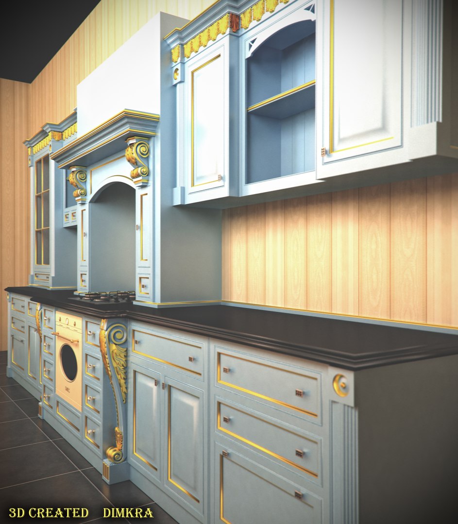 classic kitchen design 3d model