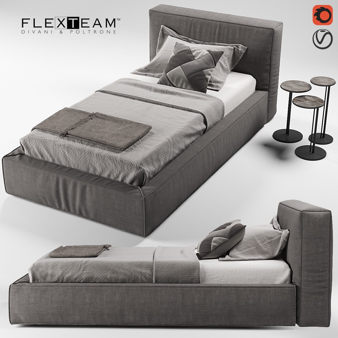 Flexteam slim bed single 3D model - TurboSquid 1173309