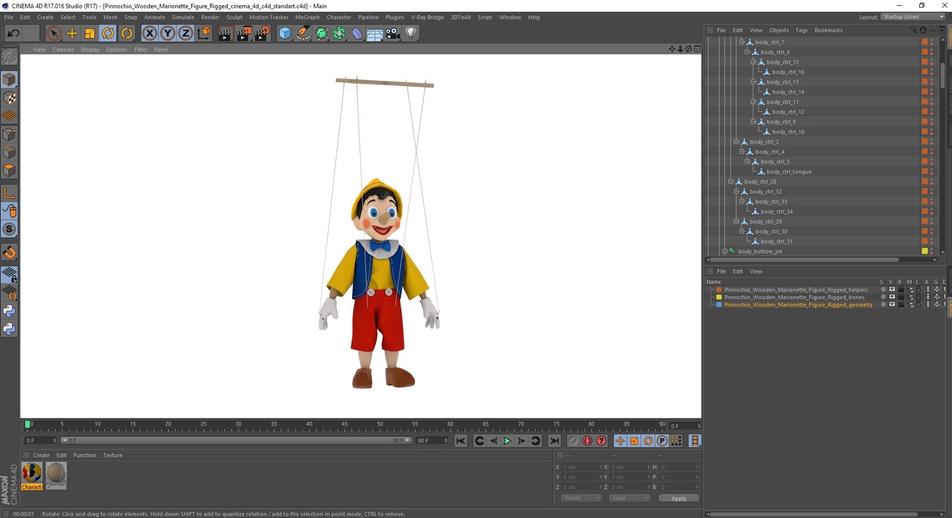 Pinnochio Wooden Marionette Figure Rigged For Cinema 4D 3D - TurboSquid ...