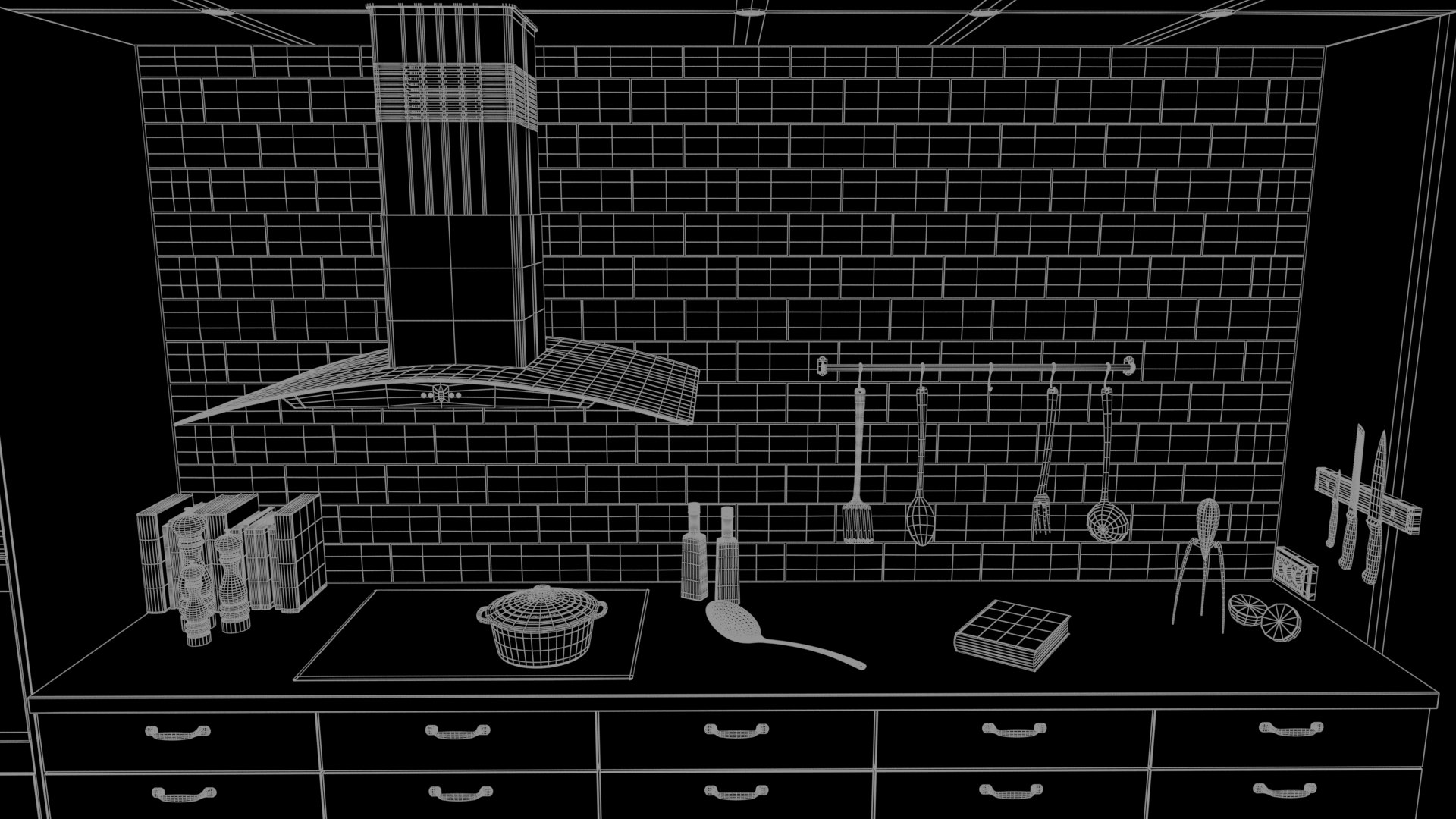 Kitchen interior scene model - TurboSquid 1470949