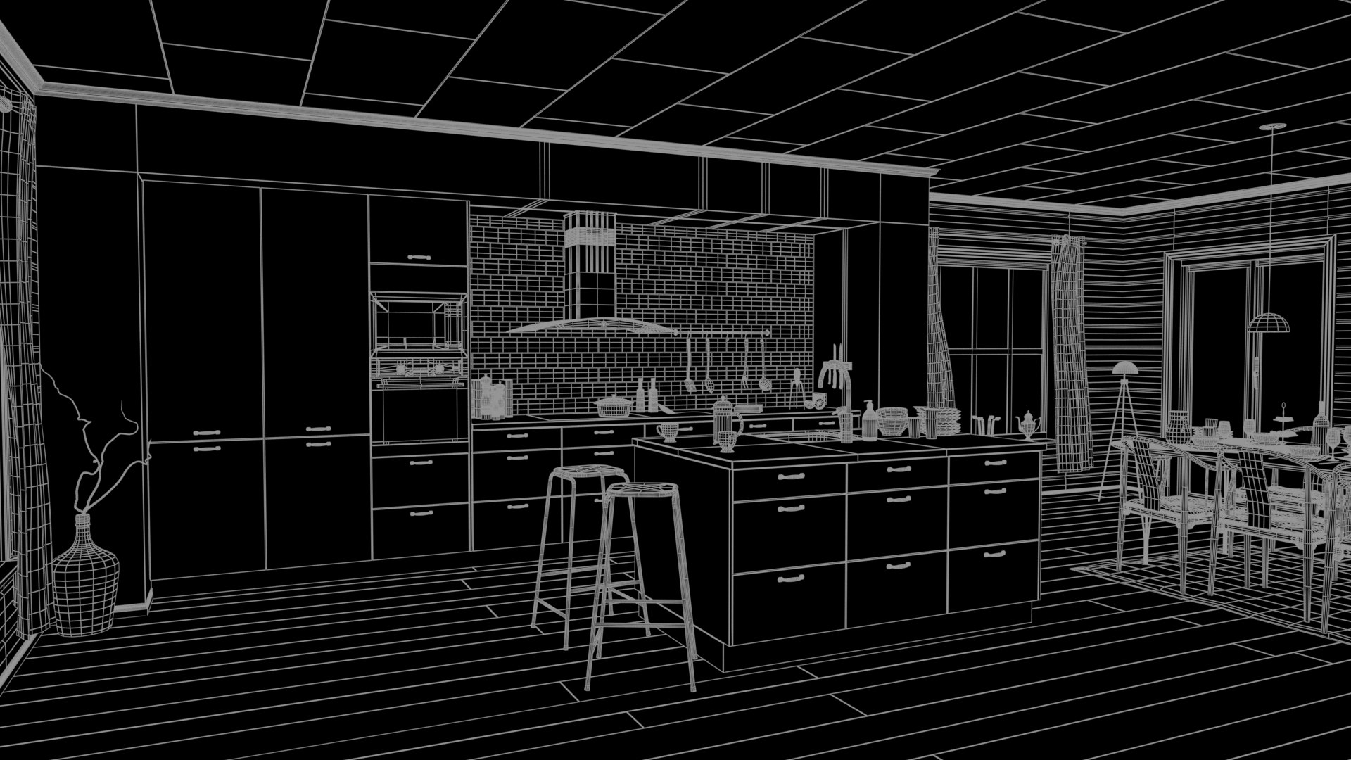 Kitchen interior scene model - TurboSquid 1470949
