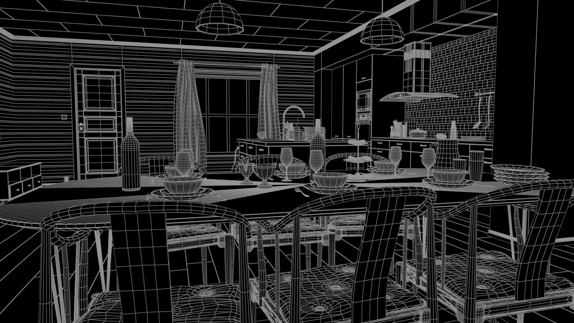 Kitchen interior scene model - TurboSquid 1470949