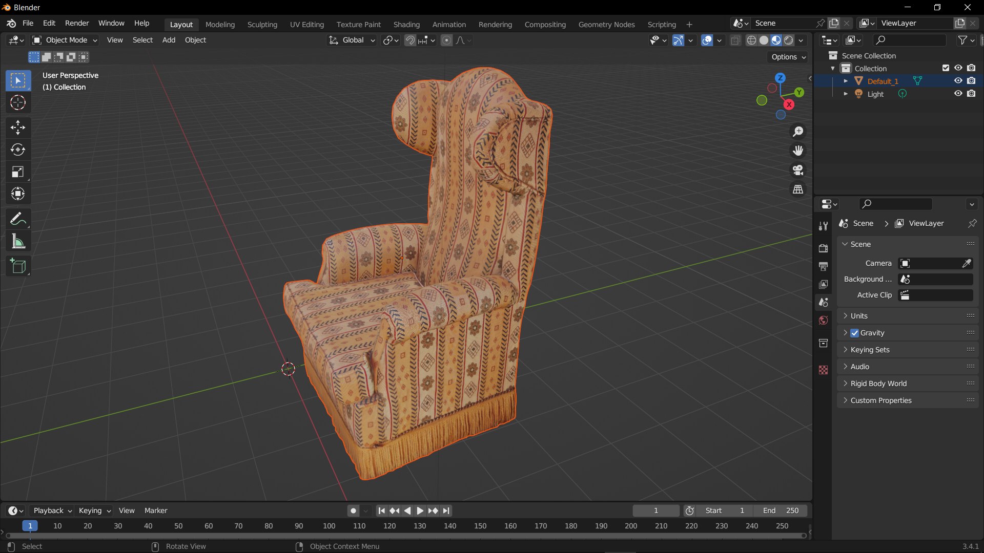 3D Model Chair Long Scan - TurboSquid 2114865