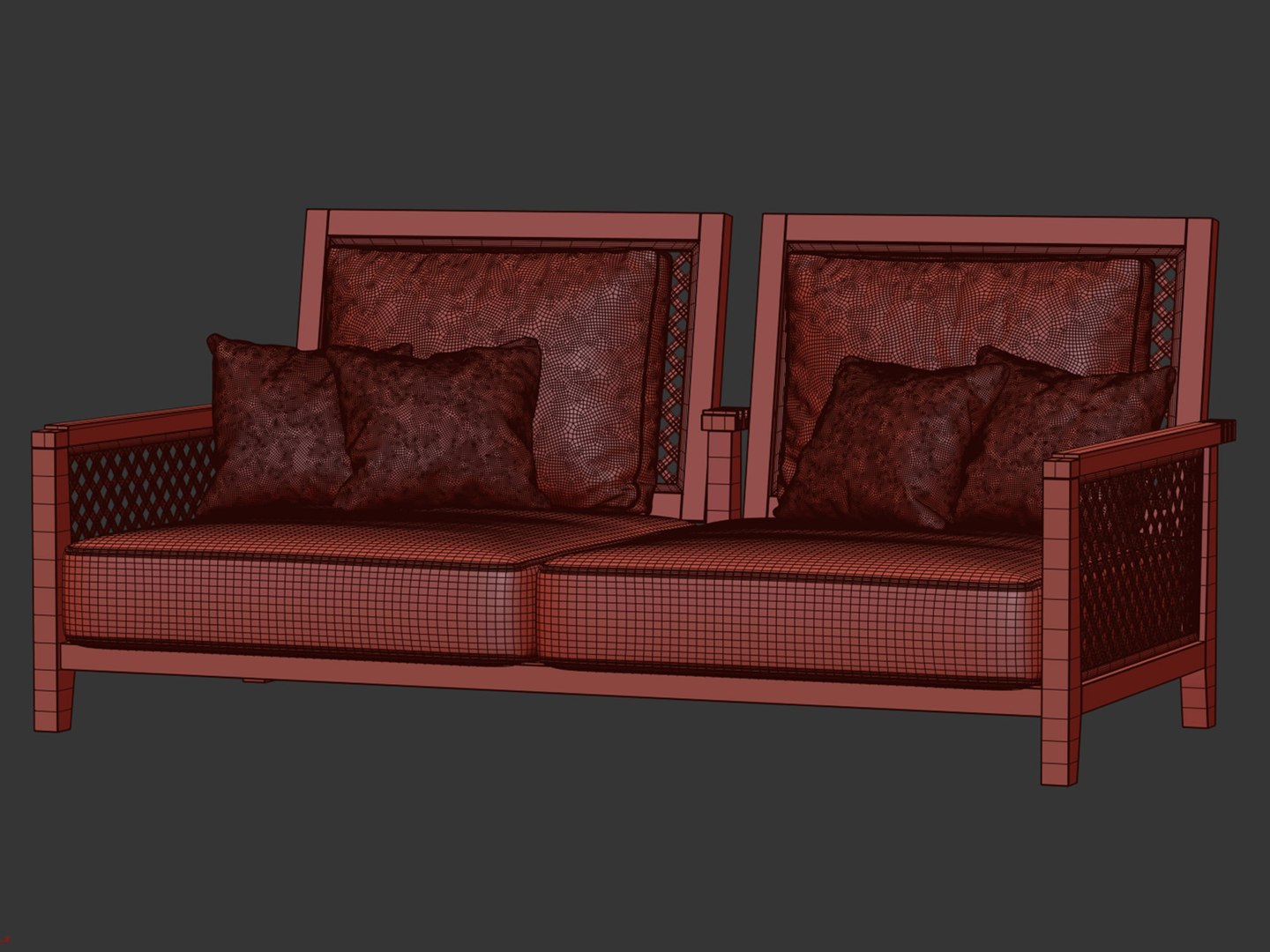 Karen Wooden Garden Modular Two-seater Sofa MD2 By Bpoint 3D Model ...
