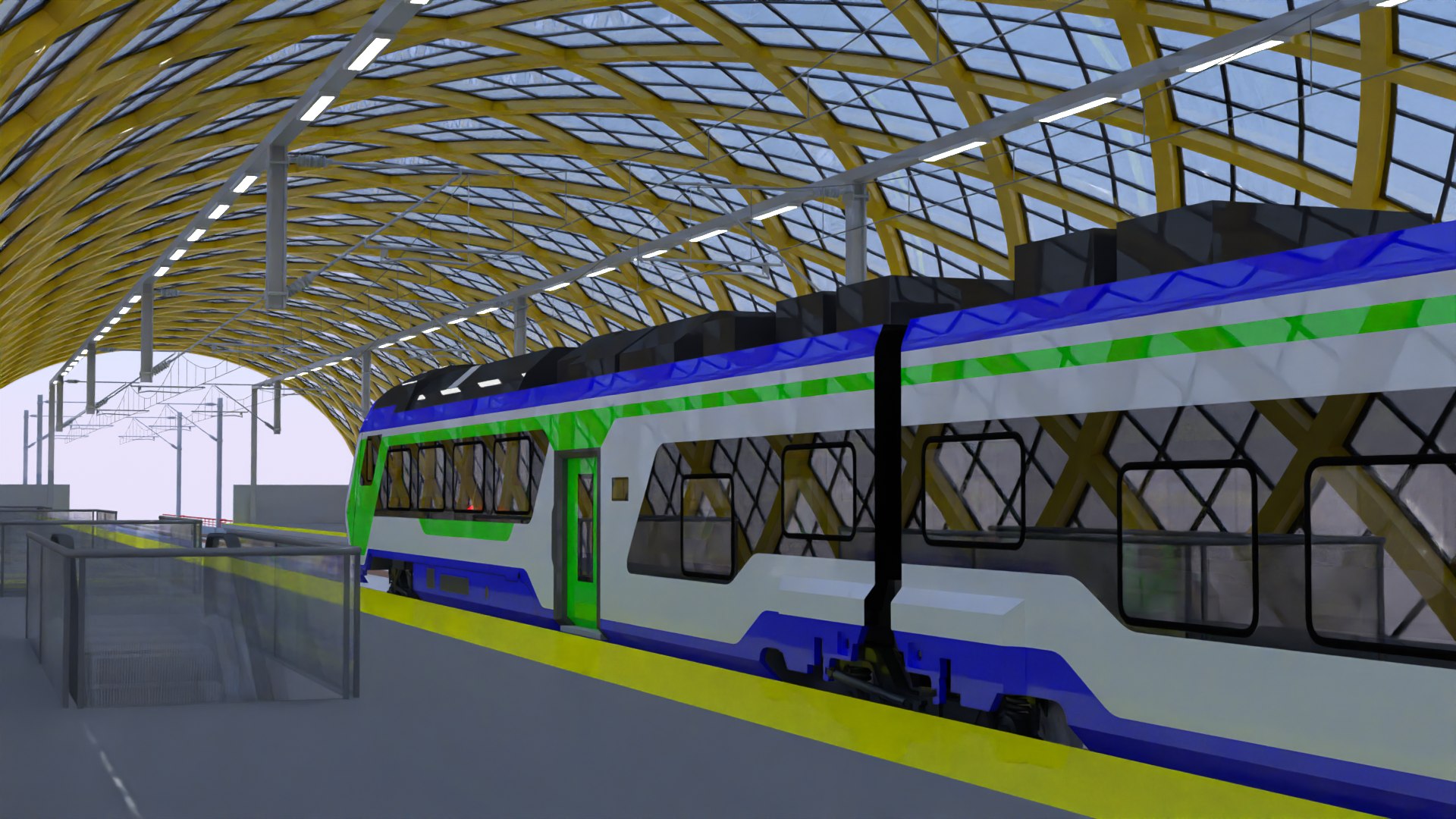 3D Model Elevated Station With Hitachi HTR 412 - TurboSquid 2395030