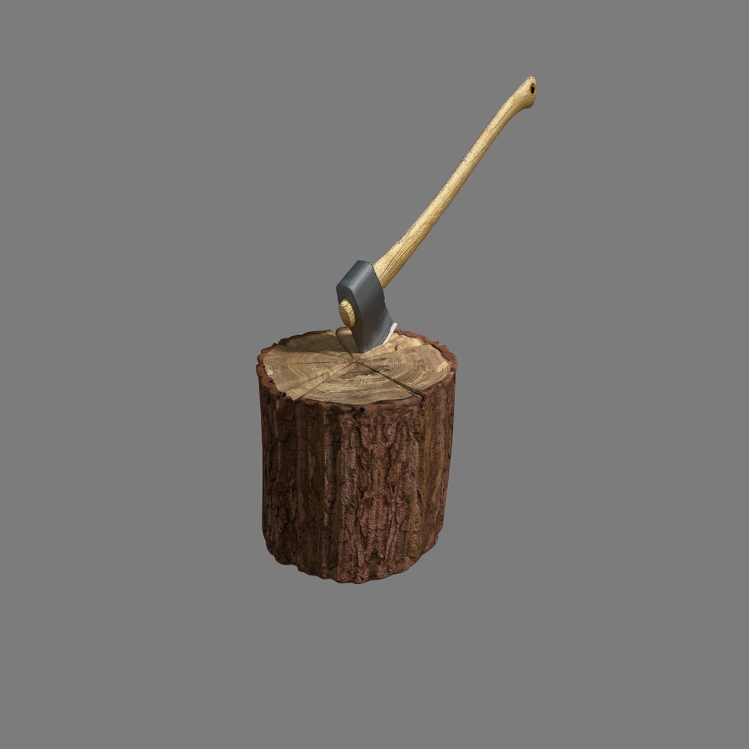 3d Wooden Axe Model