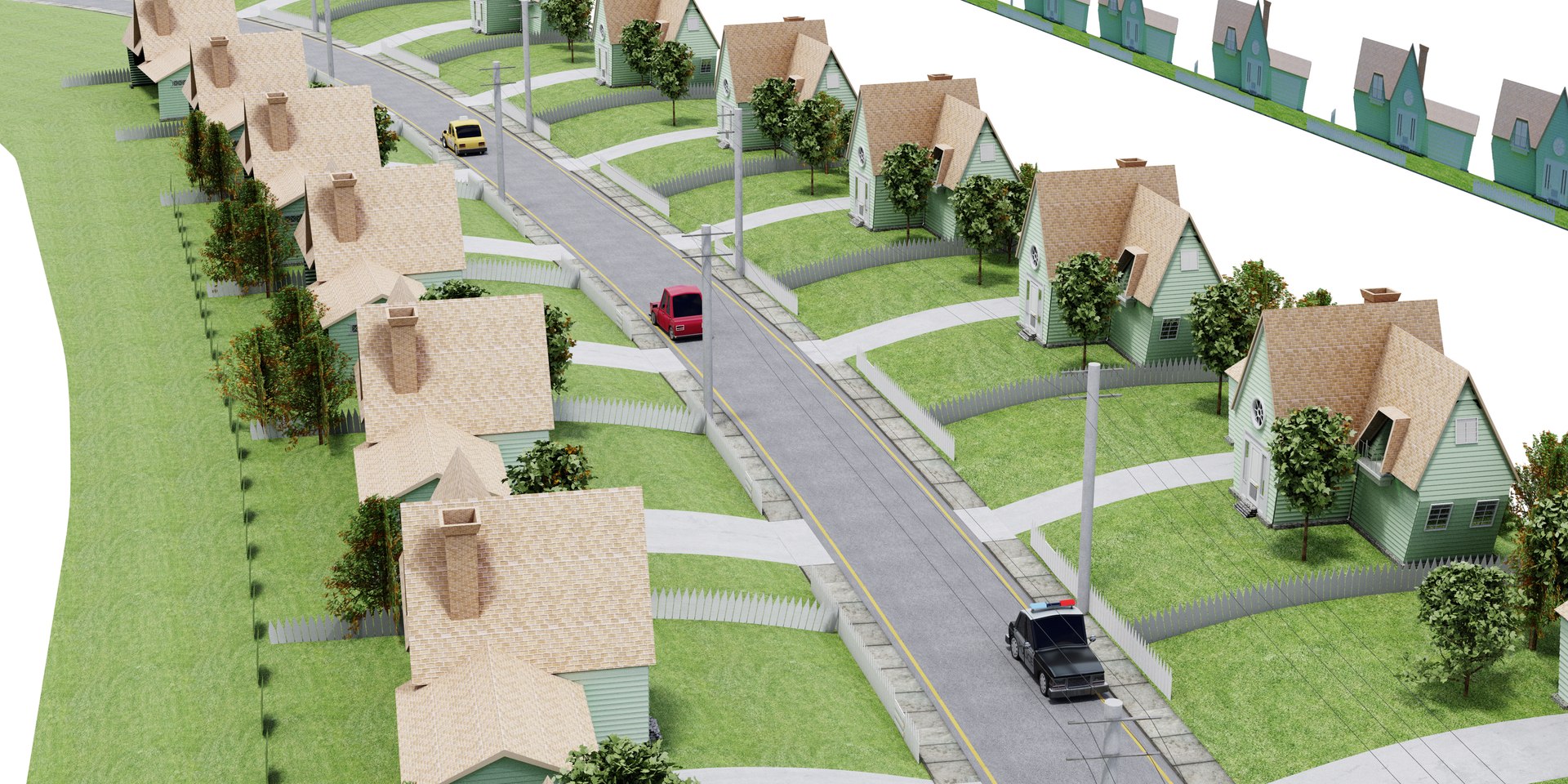 3D Neighborhood Street Cartoon - TurboSquid 1545280