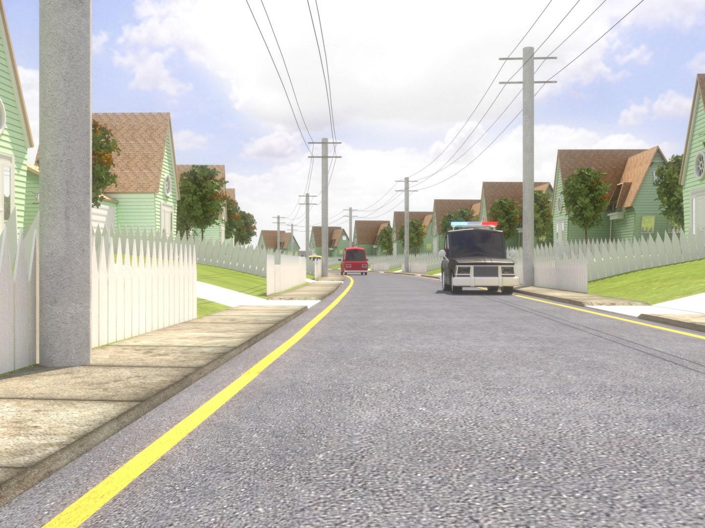 3D Neighborhood Street Cartoon - TurboSquid 1545280