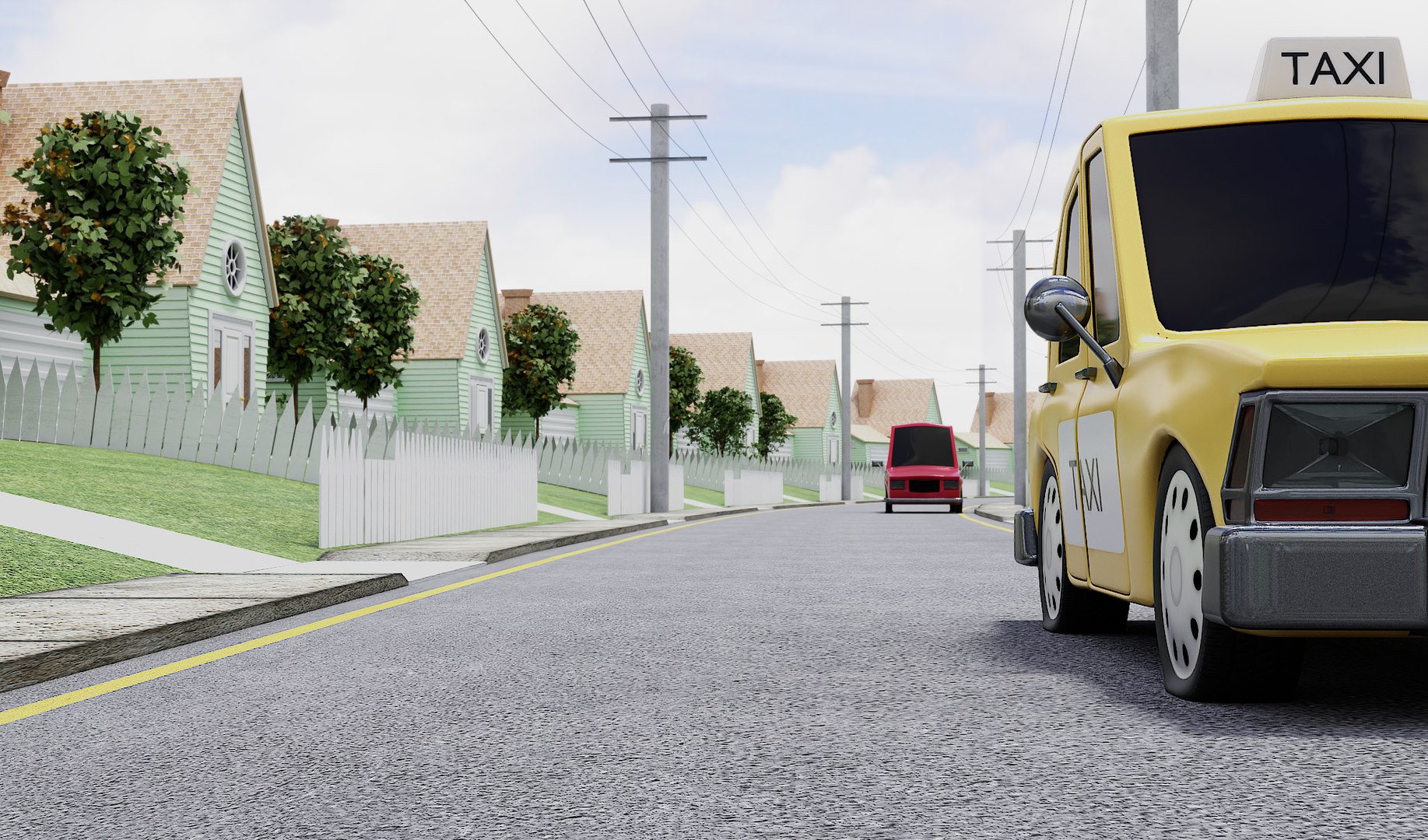 3D Neighborhood Street Cartoon - TurboSquid 1545280