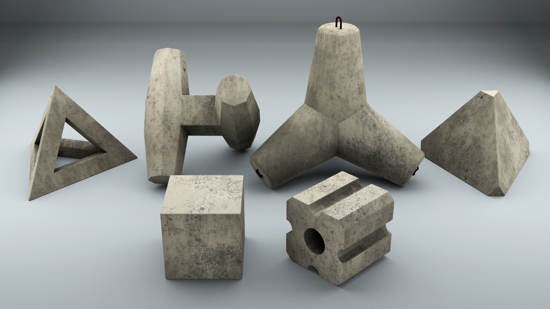 Set Concrete Breakwater Blocks 3D Model - TurboSquid 1309921