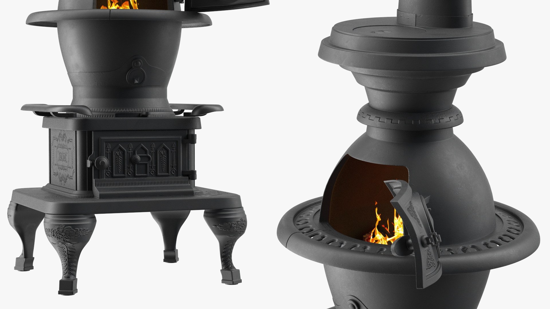 Potbelly Stove New With Fire 3D - TurboSquid 2299940