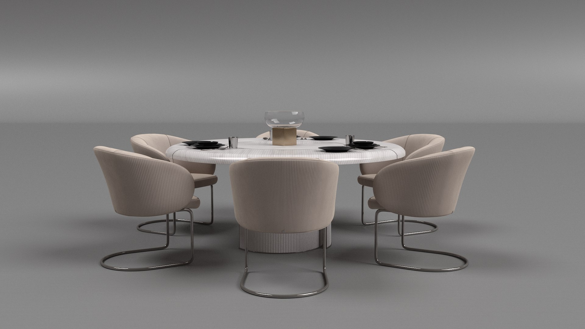 3D Model Round Dining Table Set With Chairs - TurboSquid 2315481