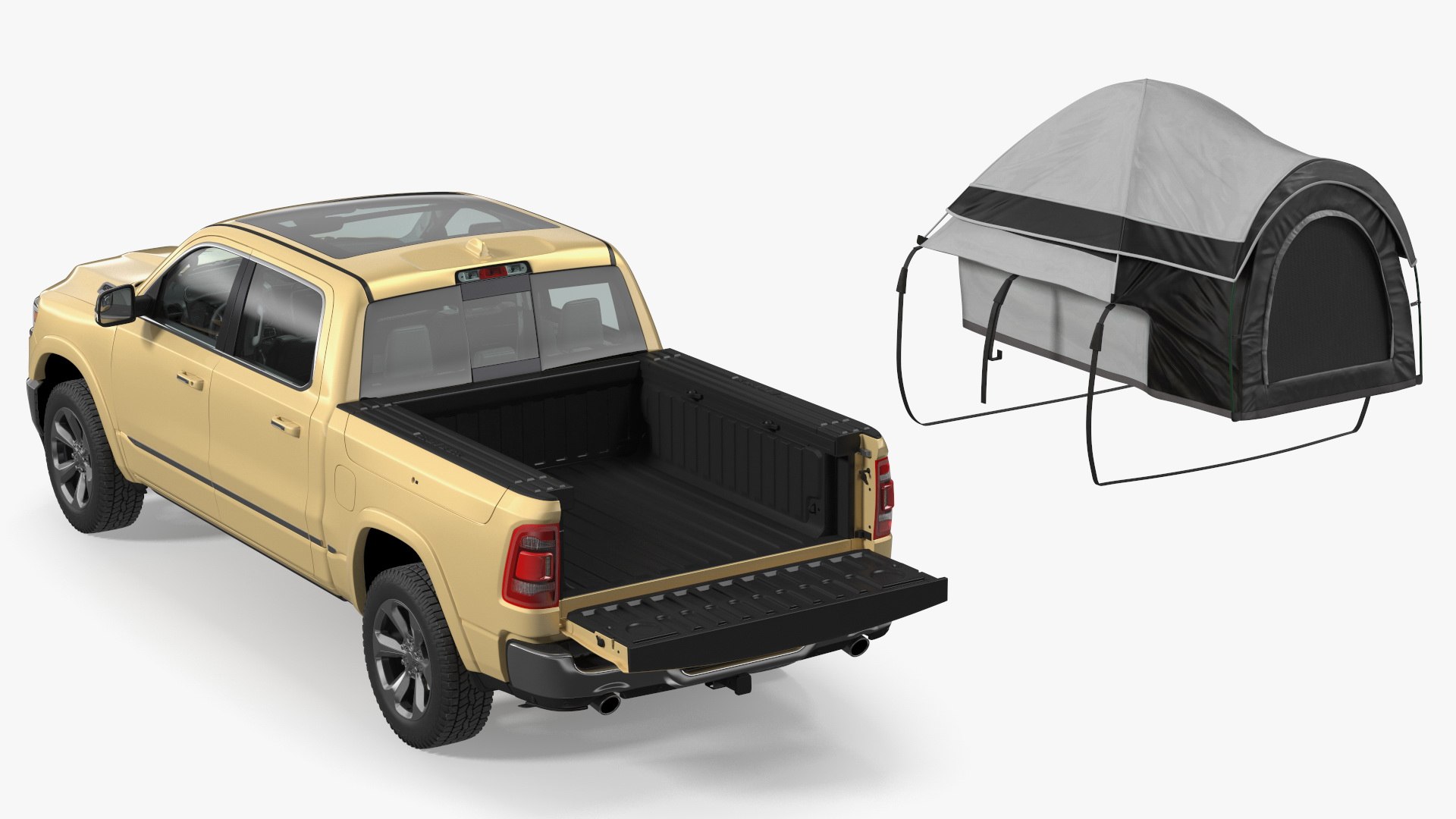3D Pickup Truck Tent Grey On Pickup - TurboSquid 2202979