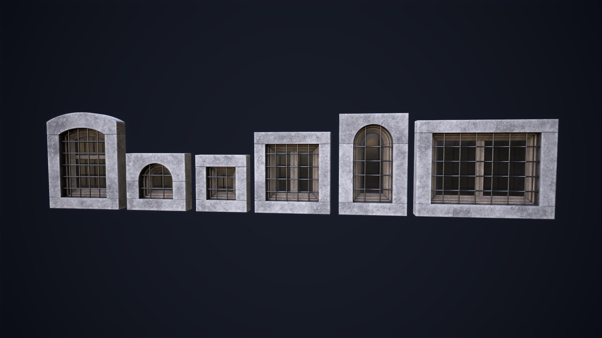 Set Of Windows With Bars 3D Model - TurboSquid 2112278