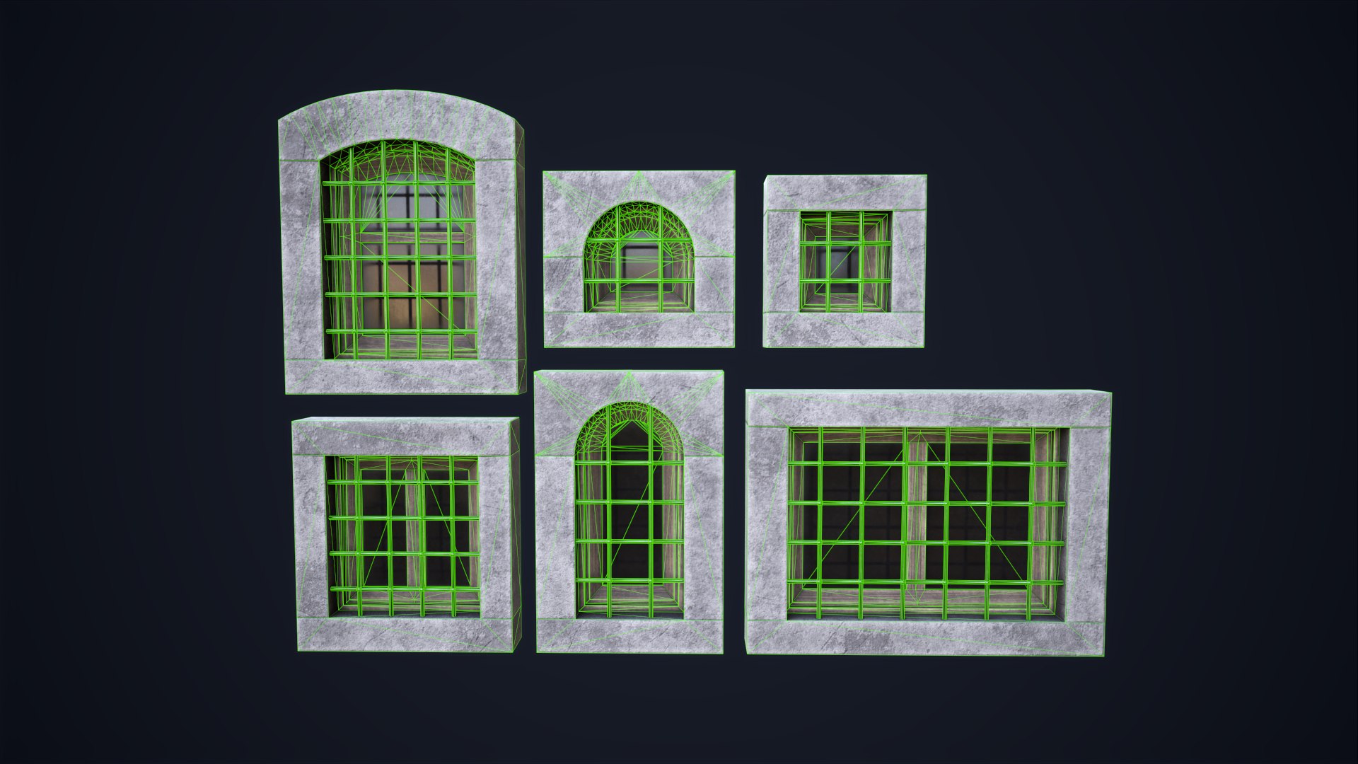 Set of windows with bars 3D model - TurboSquid 2112278