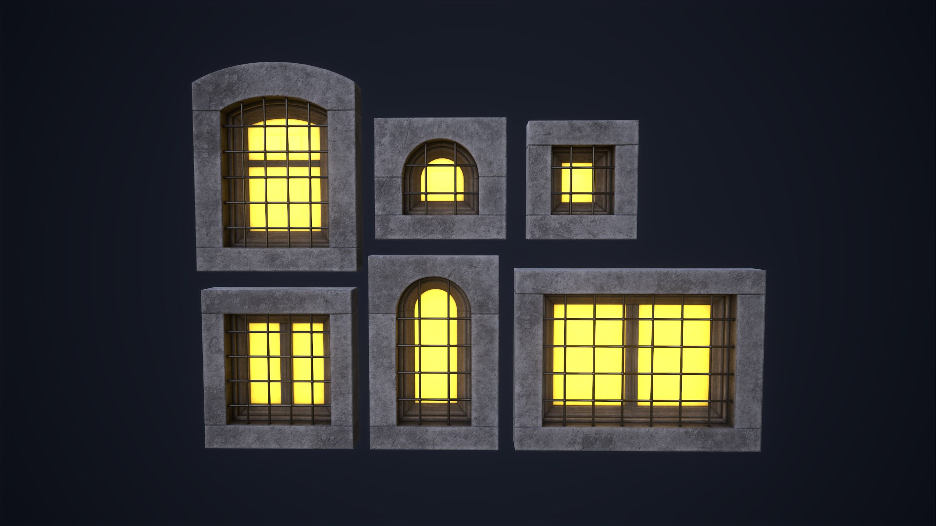 Set Of Windows With Bars 3D Model - TurboSquid 2112278