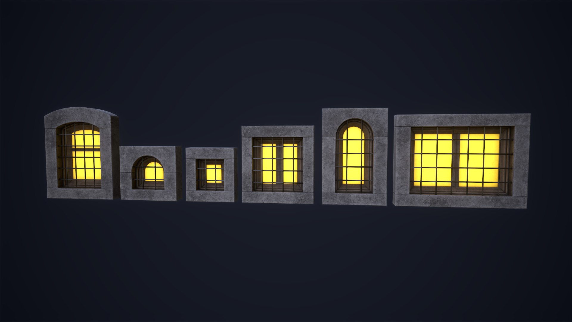 Set Of Windows With Bars 3D Model - TurboSquid 2112278