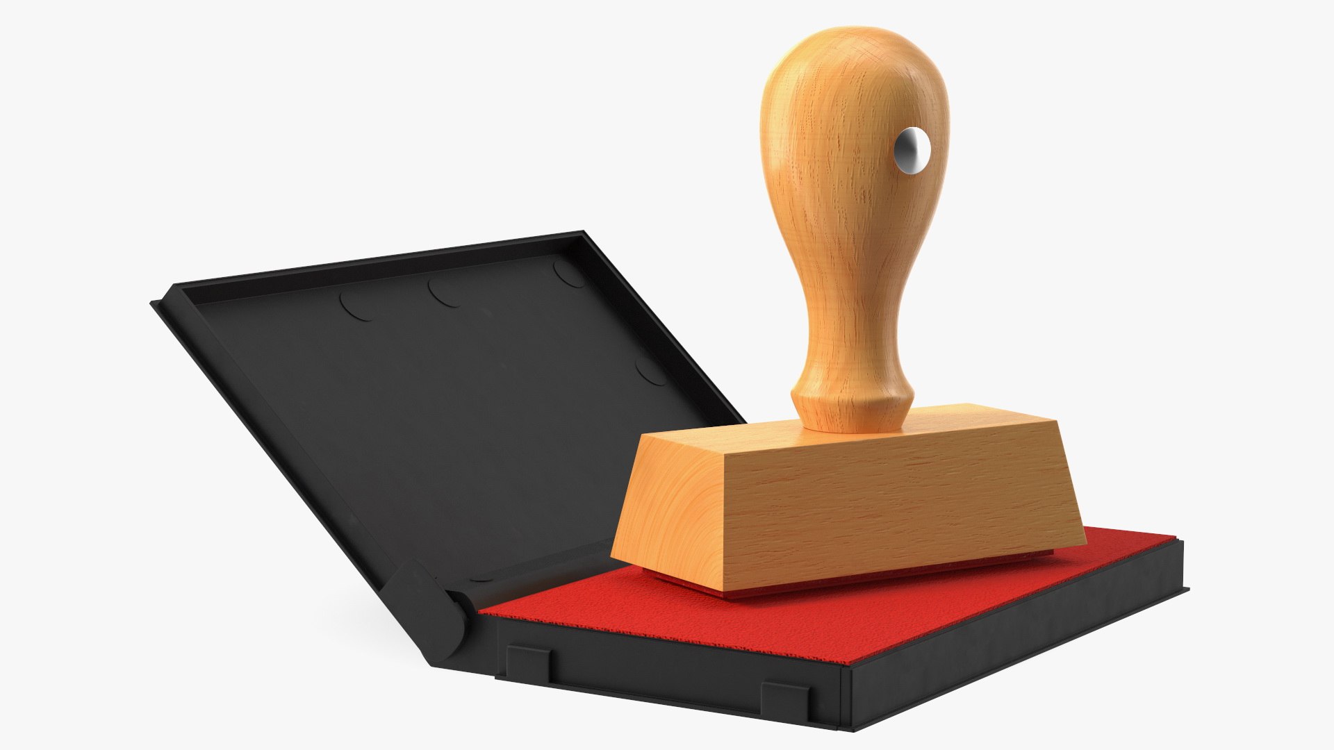 Stamp With Wood Handle And Inkpad Approved 3D - TurboSquid 1815020