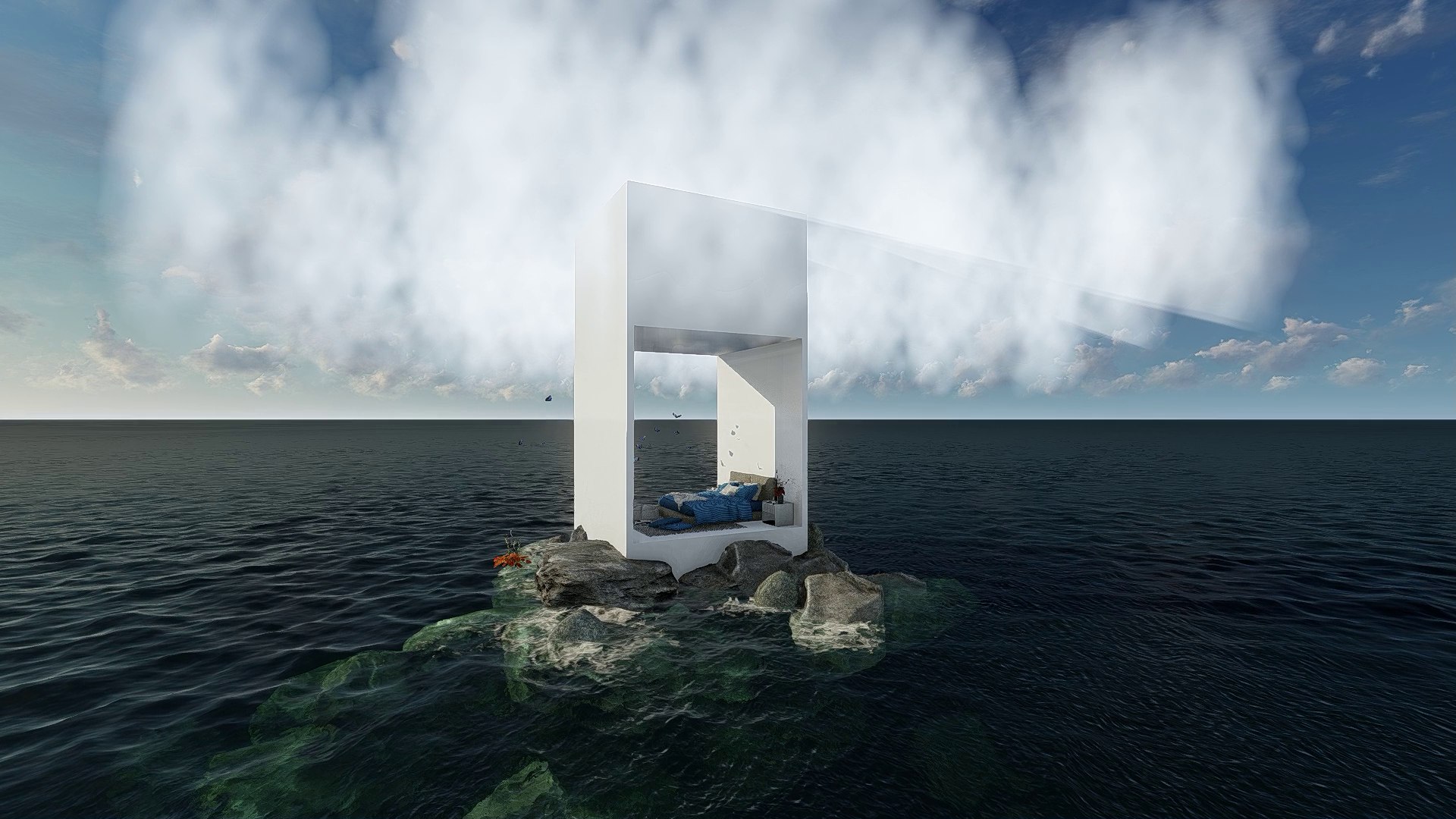 Bed Sky Blue 3D - TurboSquid 2163024