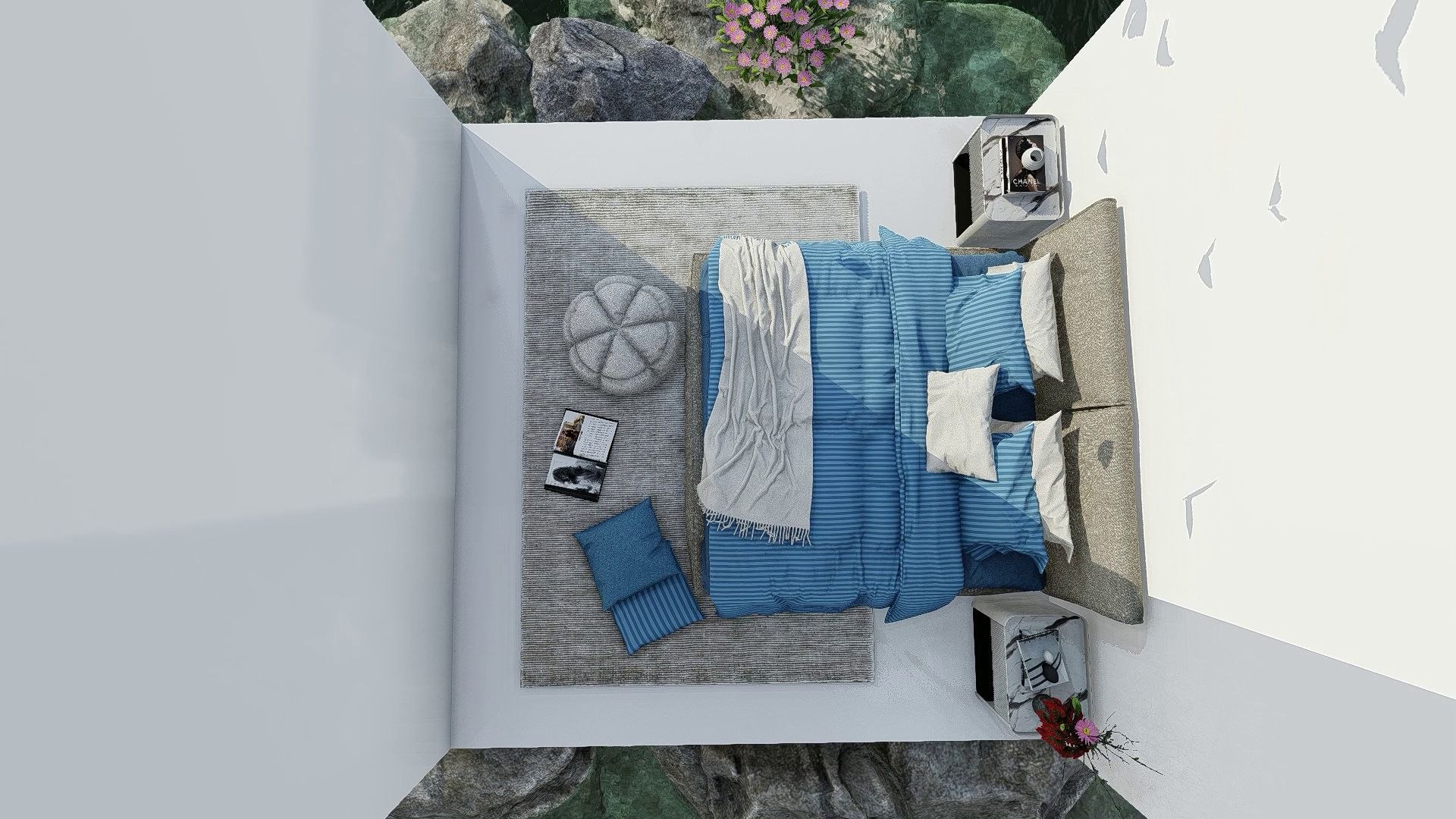 Bed Sky Blue 3D - TurboSquid 2163024