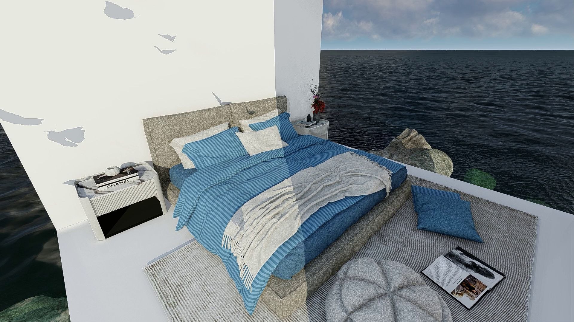 Bed Sky Blue 3D - TurboSquid 2163024