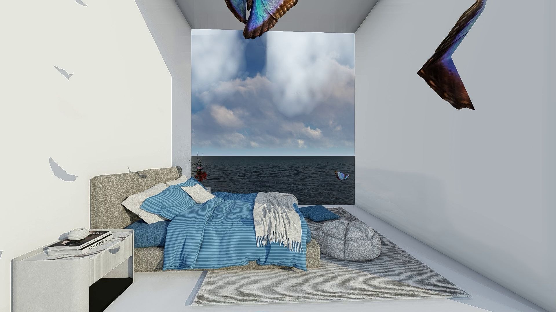 Bed Sky Blue 3D - TurboSquid 2163024