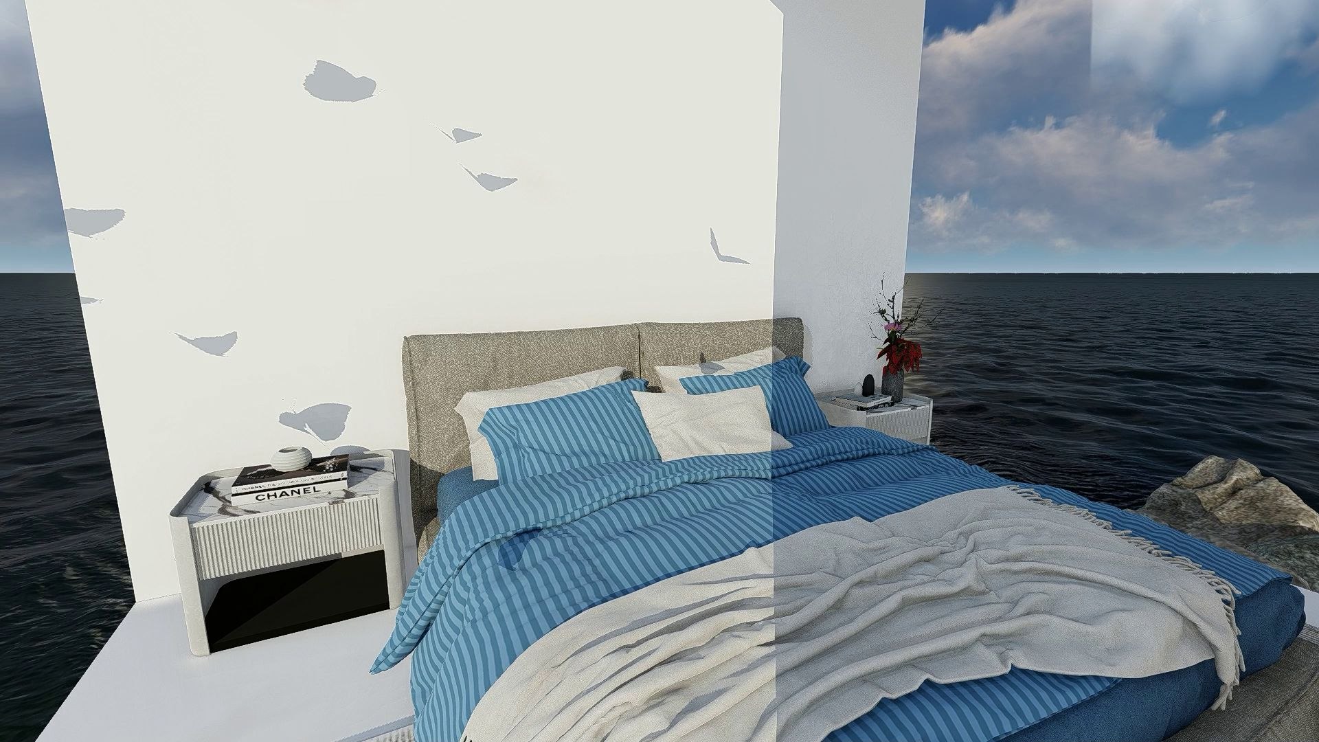 Bed Sky Blue 3D - TurboSquid 2163024