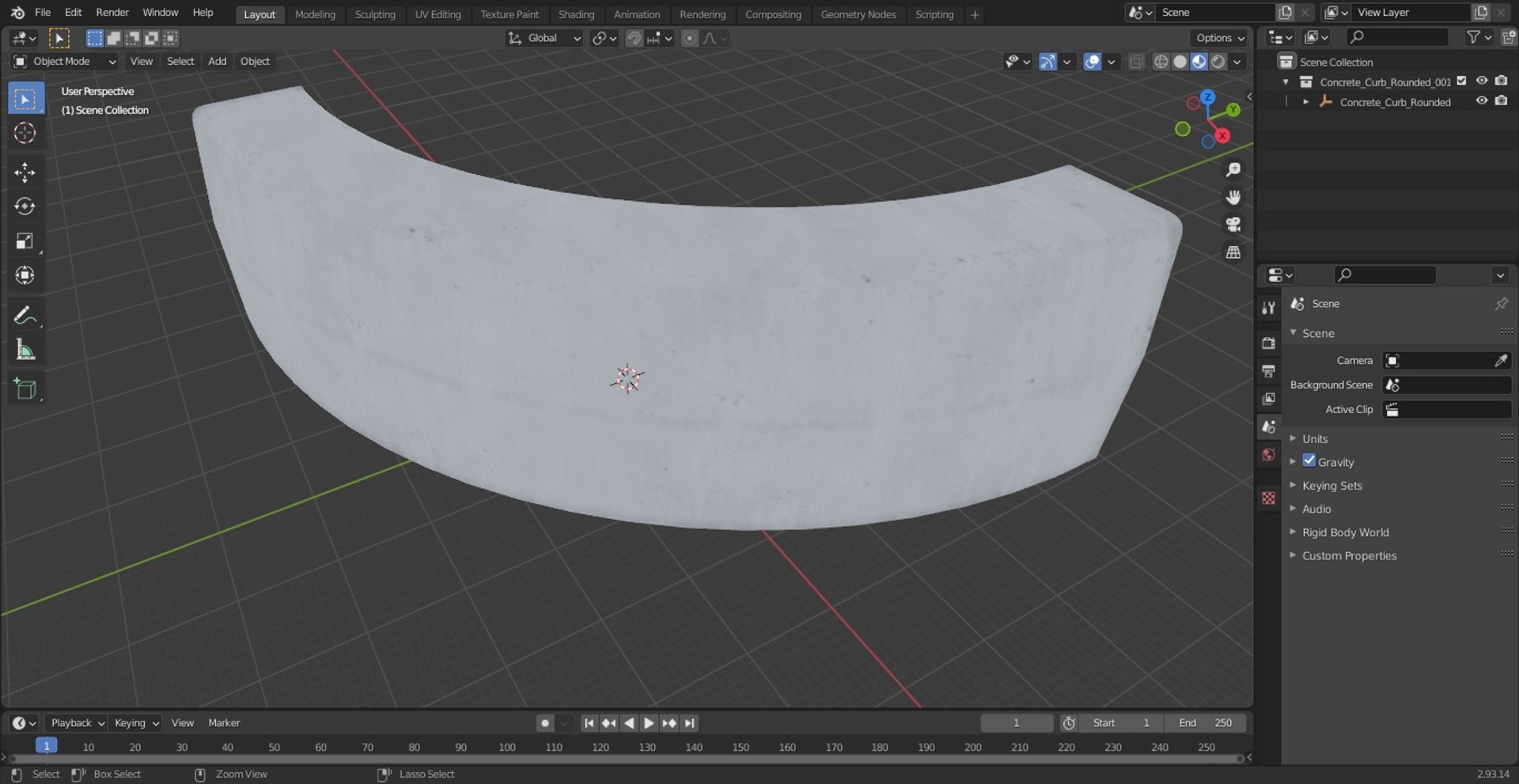 3D Model Concrete Curb Rounded - TurboSquid 2029473