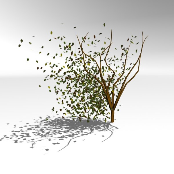 animation leaves fall tree 3d model