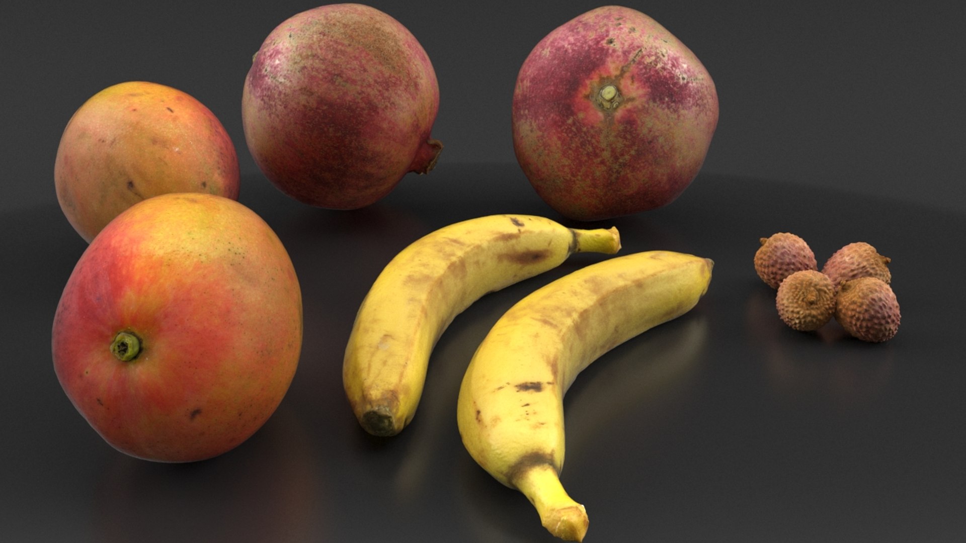 3d pomegranate fruits