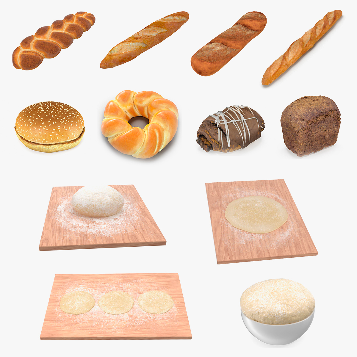 Bakery products dough bake 3D - TurboSquid 1400027