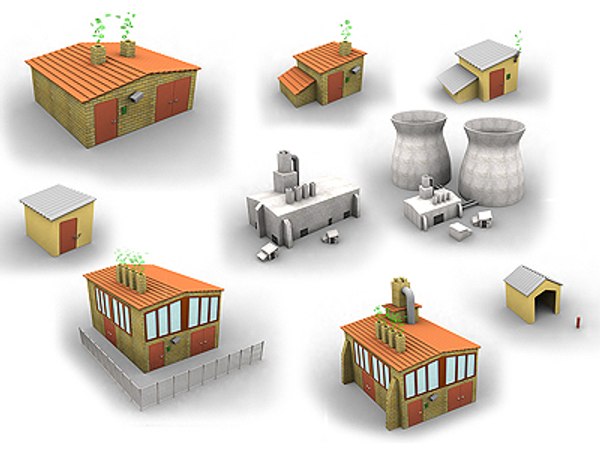 3d buildings set small