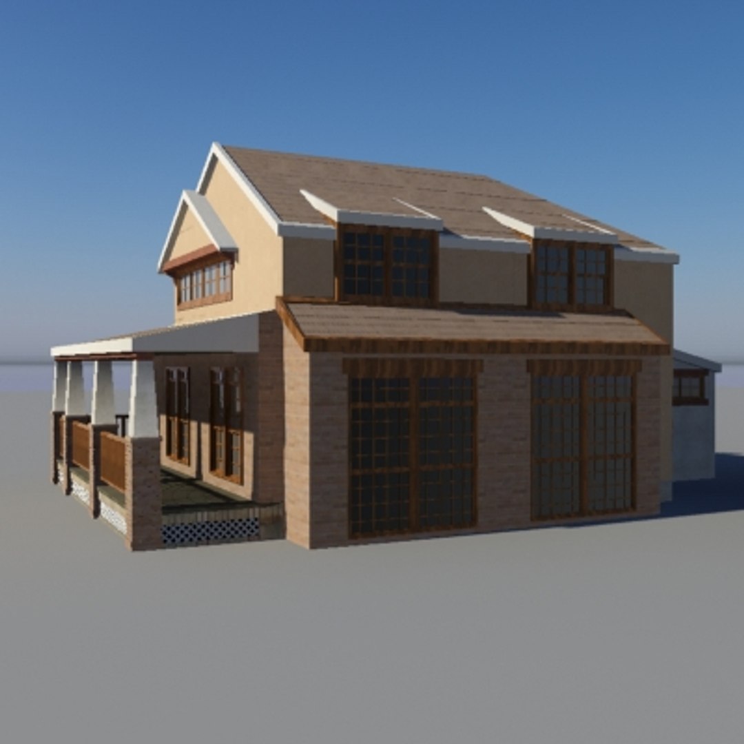 American House Building - 3d Model