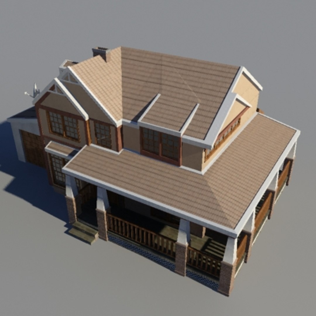 American House Building - 3d Model