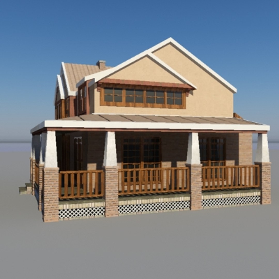 American House Building - 3d Model
