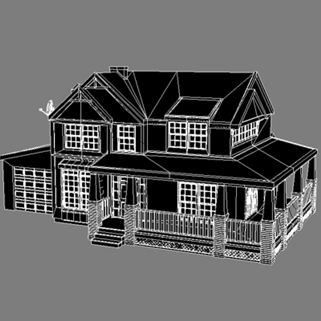 American House Building - 3d Model