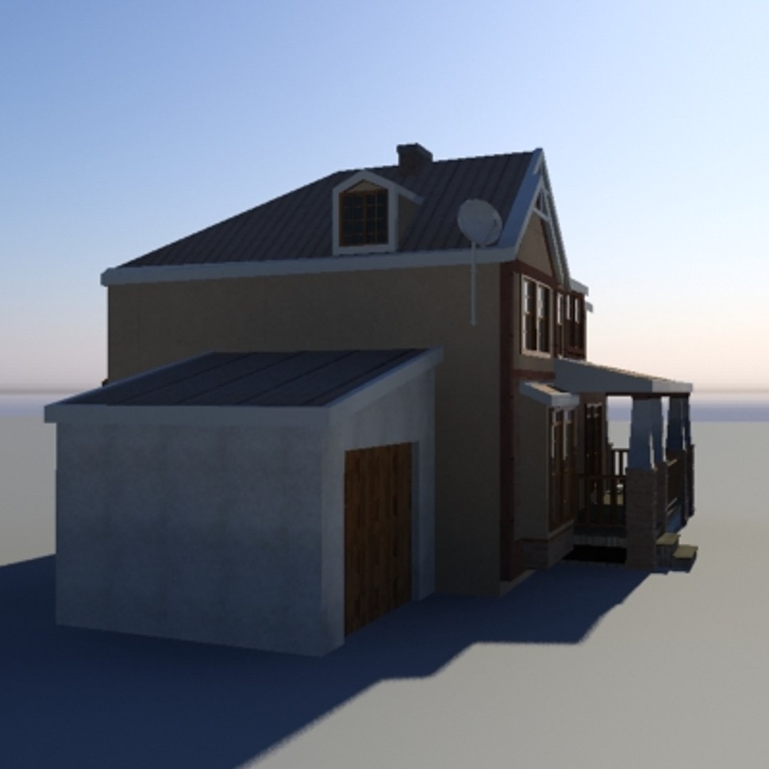 American House Building - 3d Model