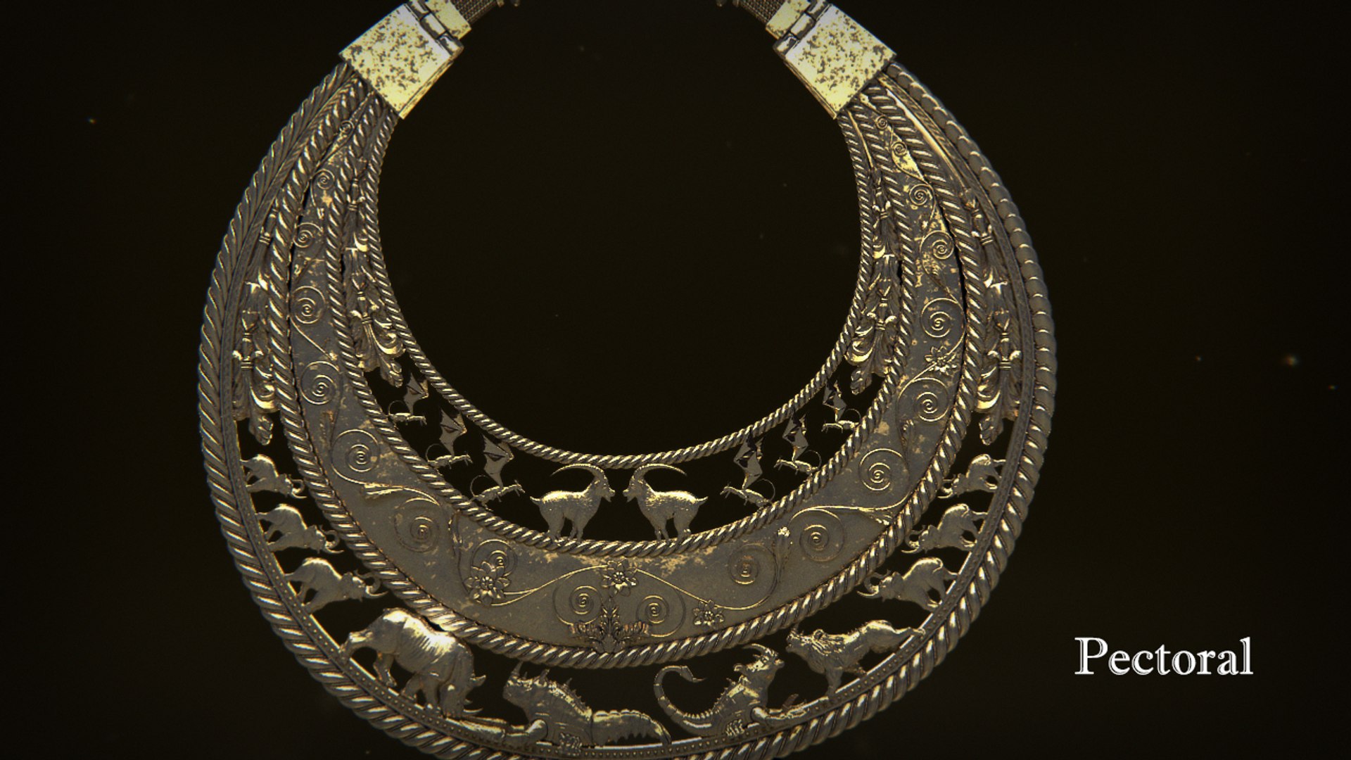 3d model scythian pectoral animation