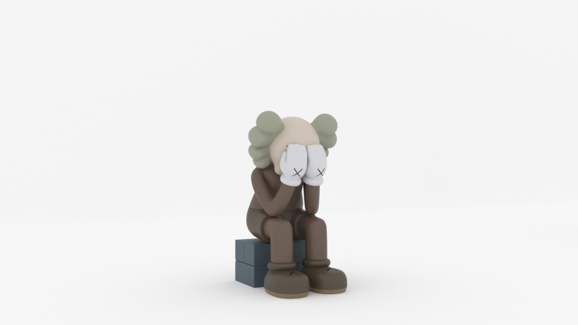 3D Kaws Sitting With His Hands On His Face 3dPrint 3D Print Model ...