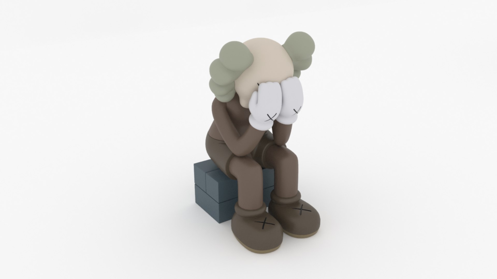 3D Kaws Sitting With His Hands On His Face 3dPrint 3D Print Model ...
