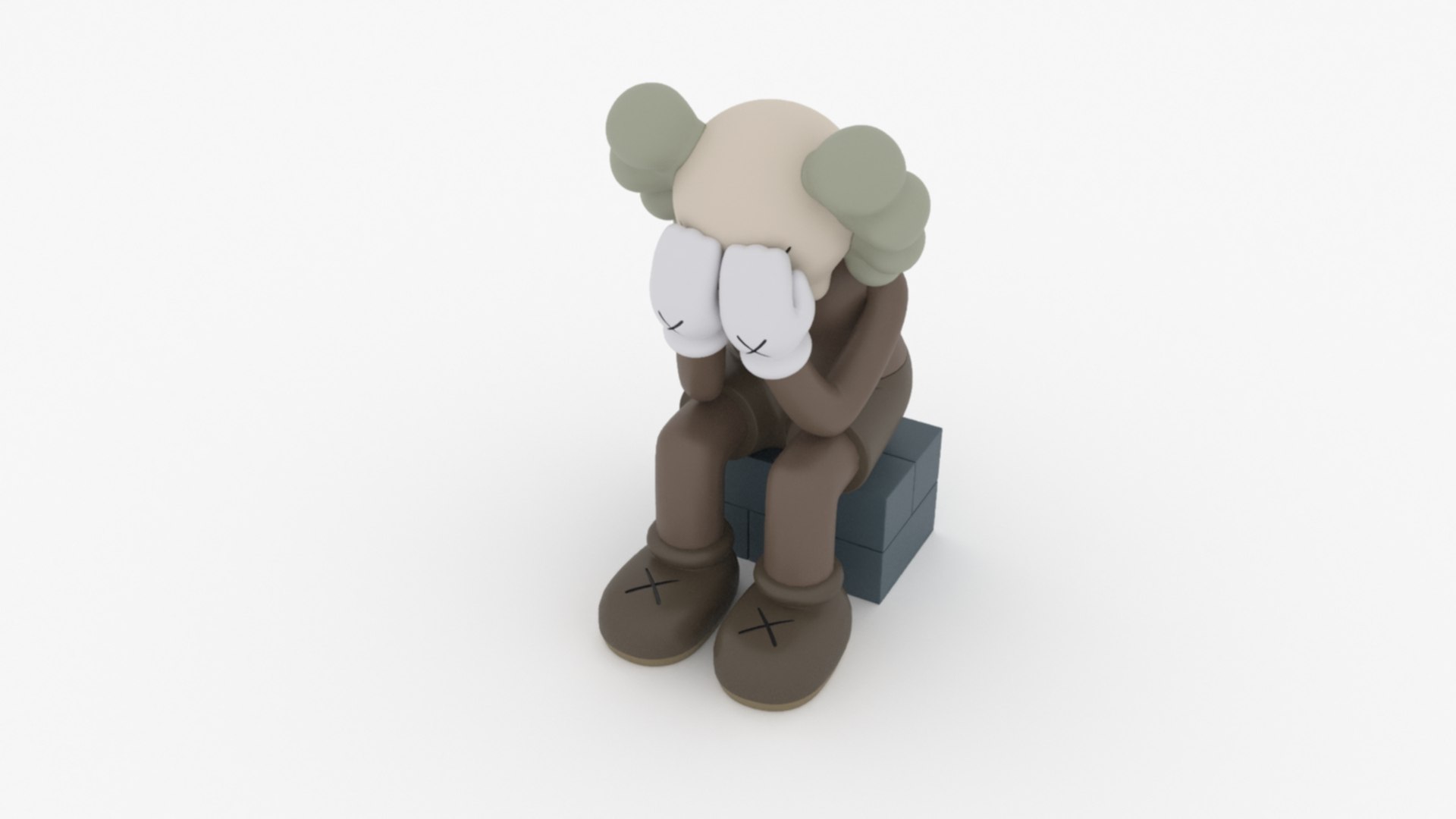 3D Kaws Sitting With His Hands On His Face 3dPrint 3D Print Model ...