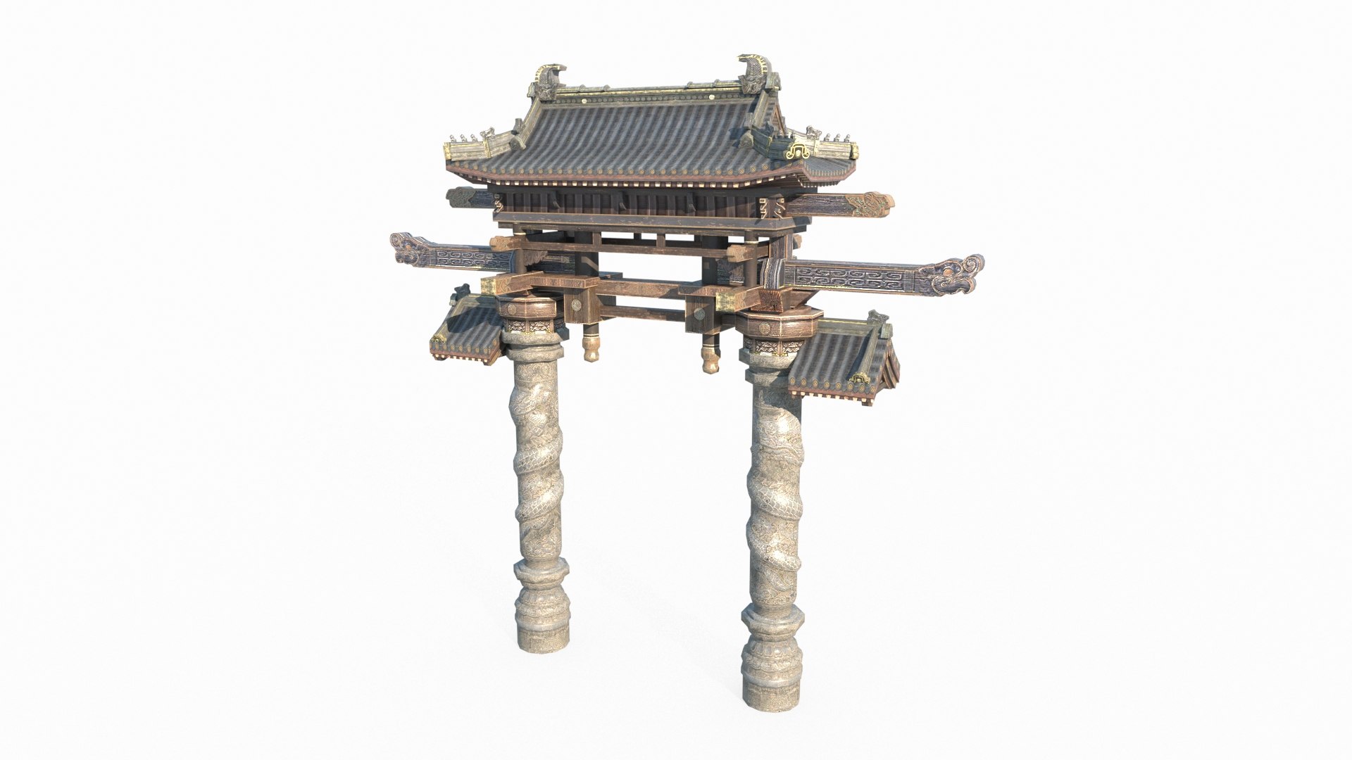 Torii Of Winding Dragon Archway In Ancient Asia Model - TurboSquid 2065799