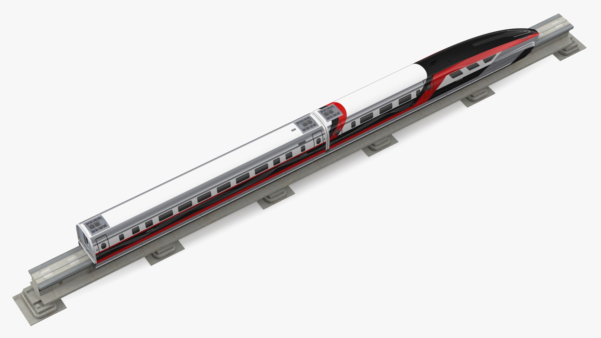 3D model High Speed Maglev Train Red on Rail - TurboSquid 2079976